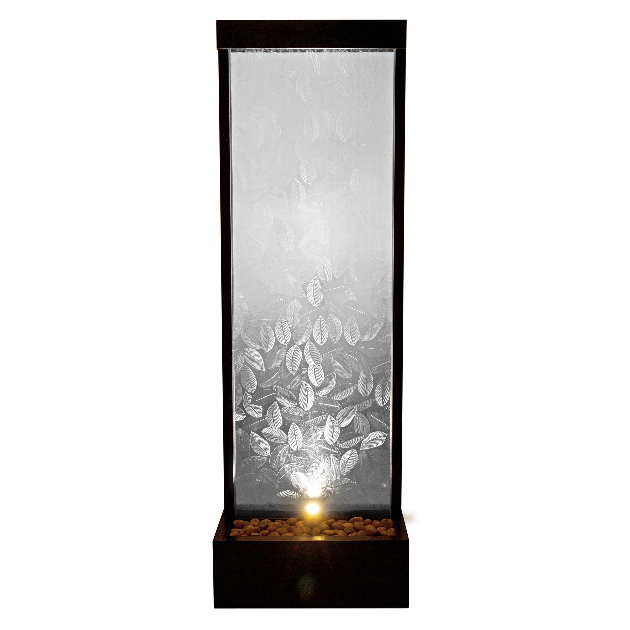 Alpine Corporation Clear Glass Panel with Embossed Leaves Waterfall ...