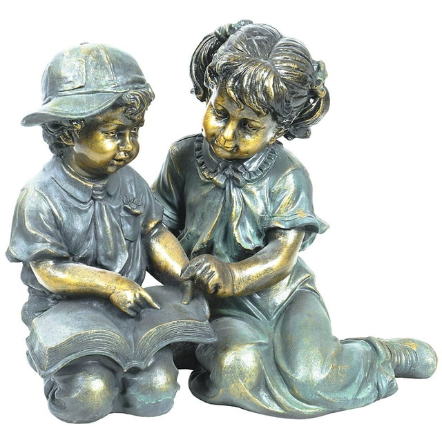 Alpine Corporation Girl and Boy Reading Statue Set, Includes 2 Statues ...