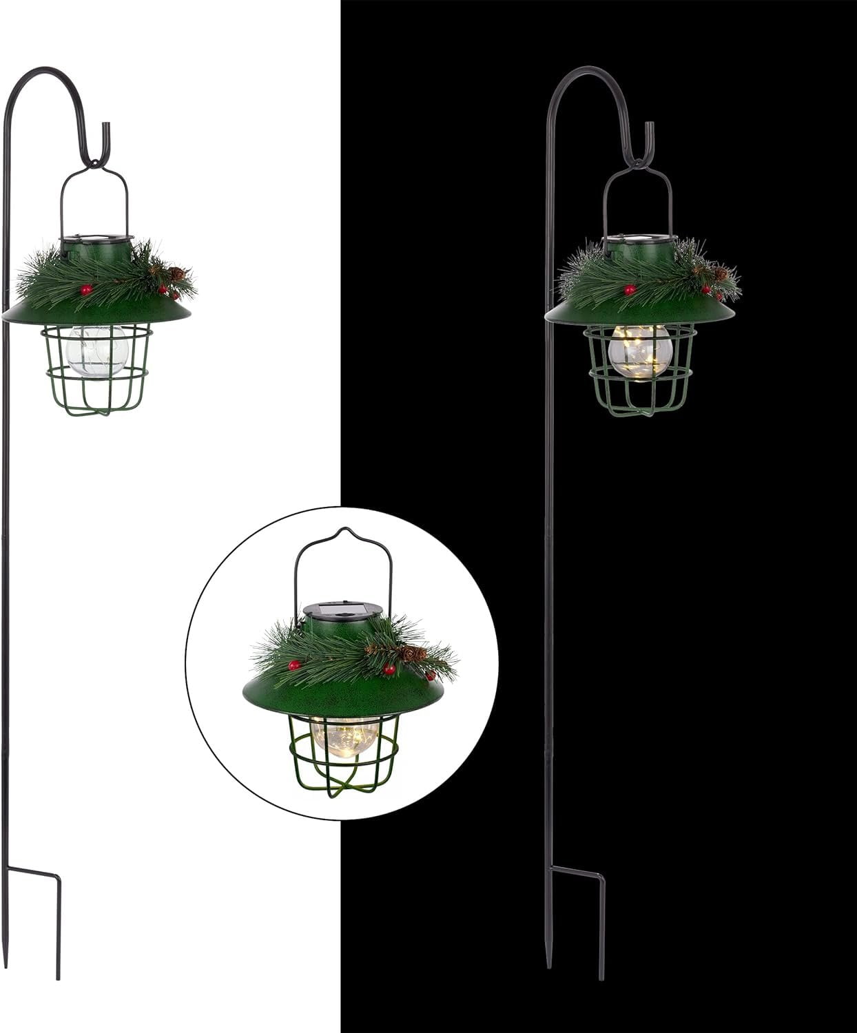 Alpine Corporation Metal Lantern with Shepherd's Hook and Solar Warm ...