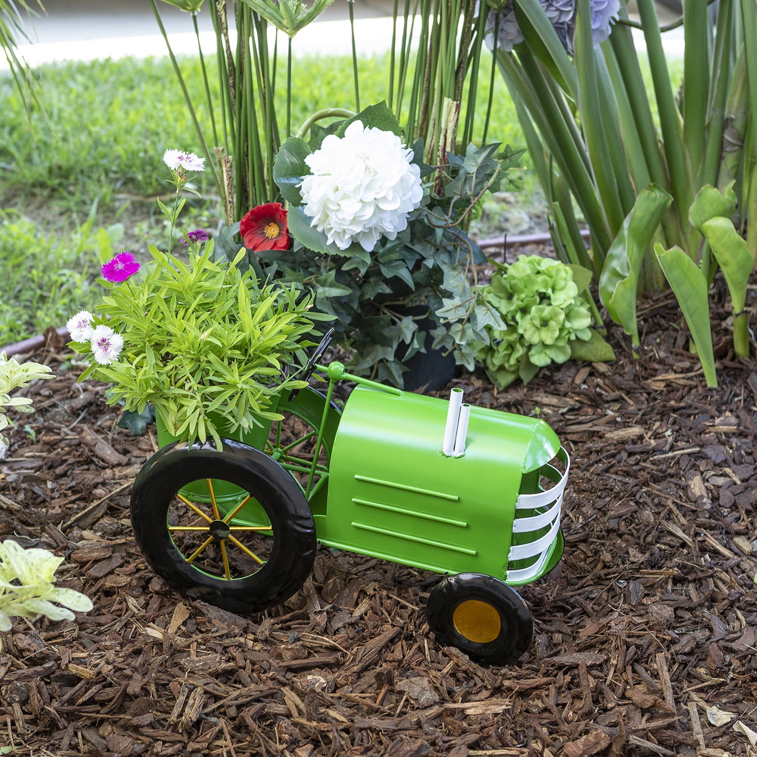 Alpine Corporation Metal Lime Green Tractor Planter - Walmart.com