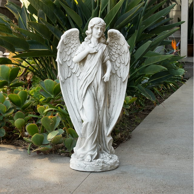 Alpine Corporation 31 inches Outdoor Angel Statue for Garden, Stone ...