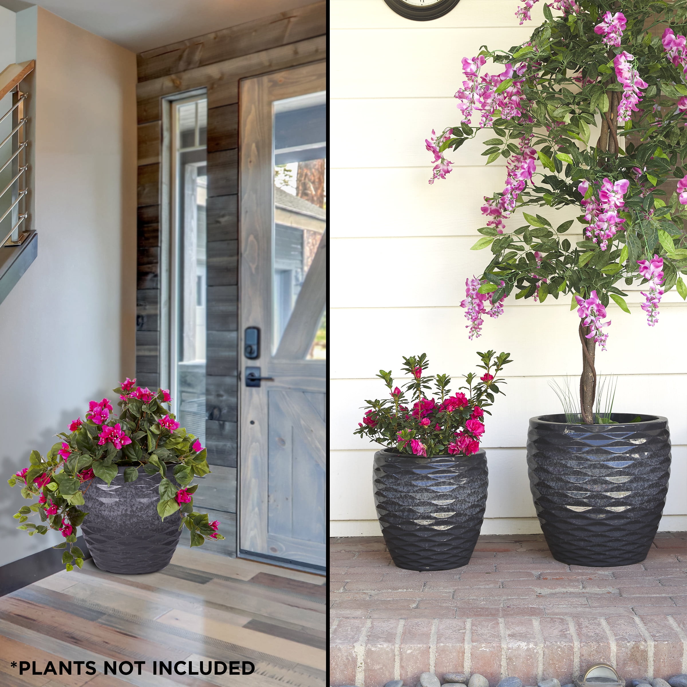 Alpine Corporation Set of 2 Assorted Size Planters with Drainage Holes ...