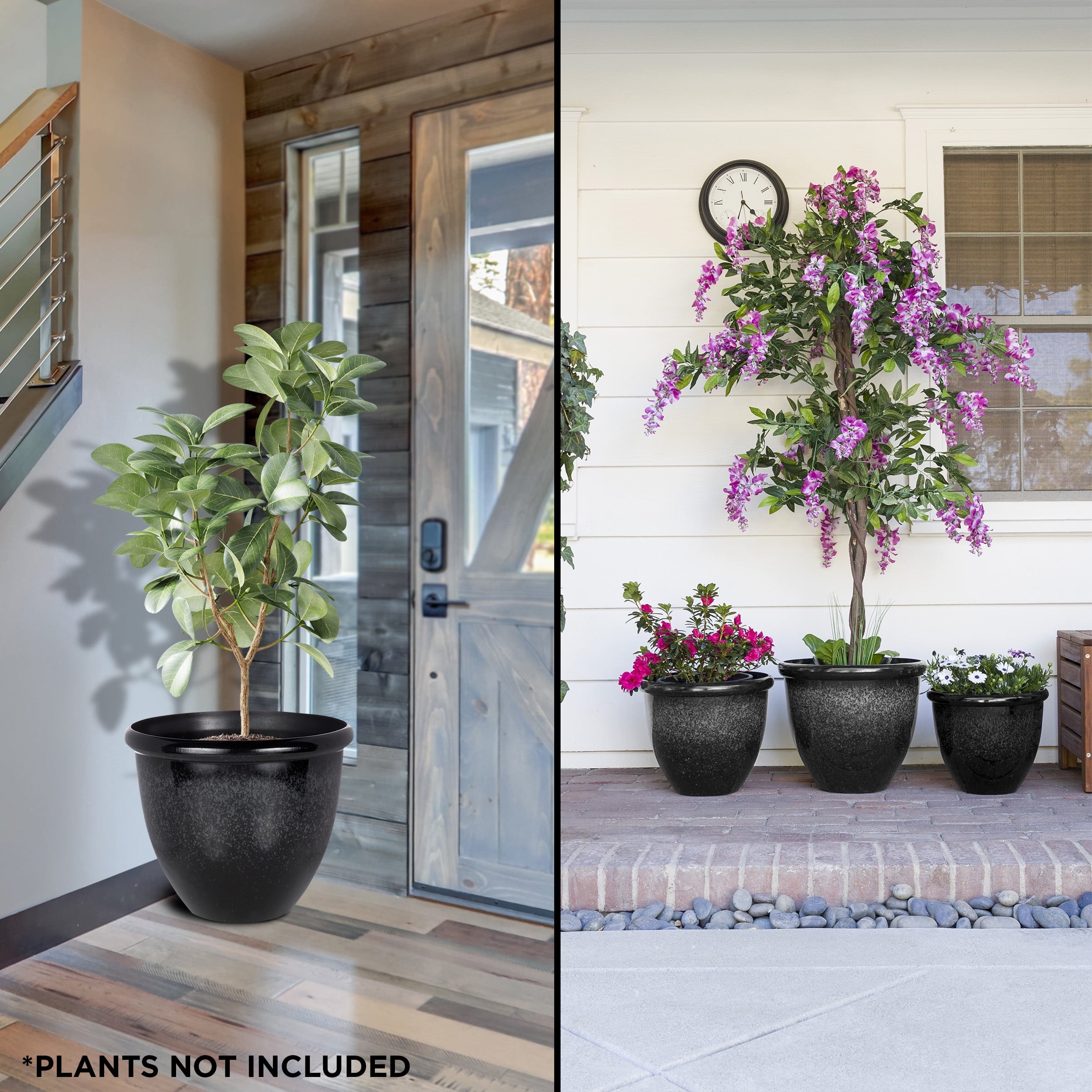 Alpine Corporation Set of 3 Assorted Size Planters with Drainage Holes ...