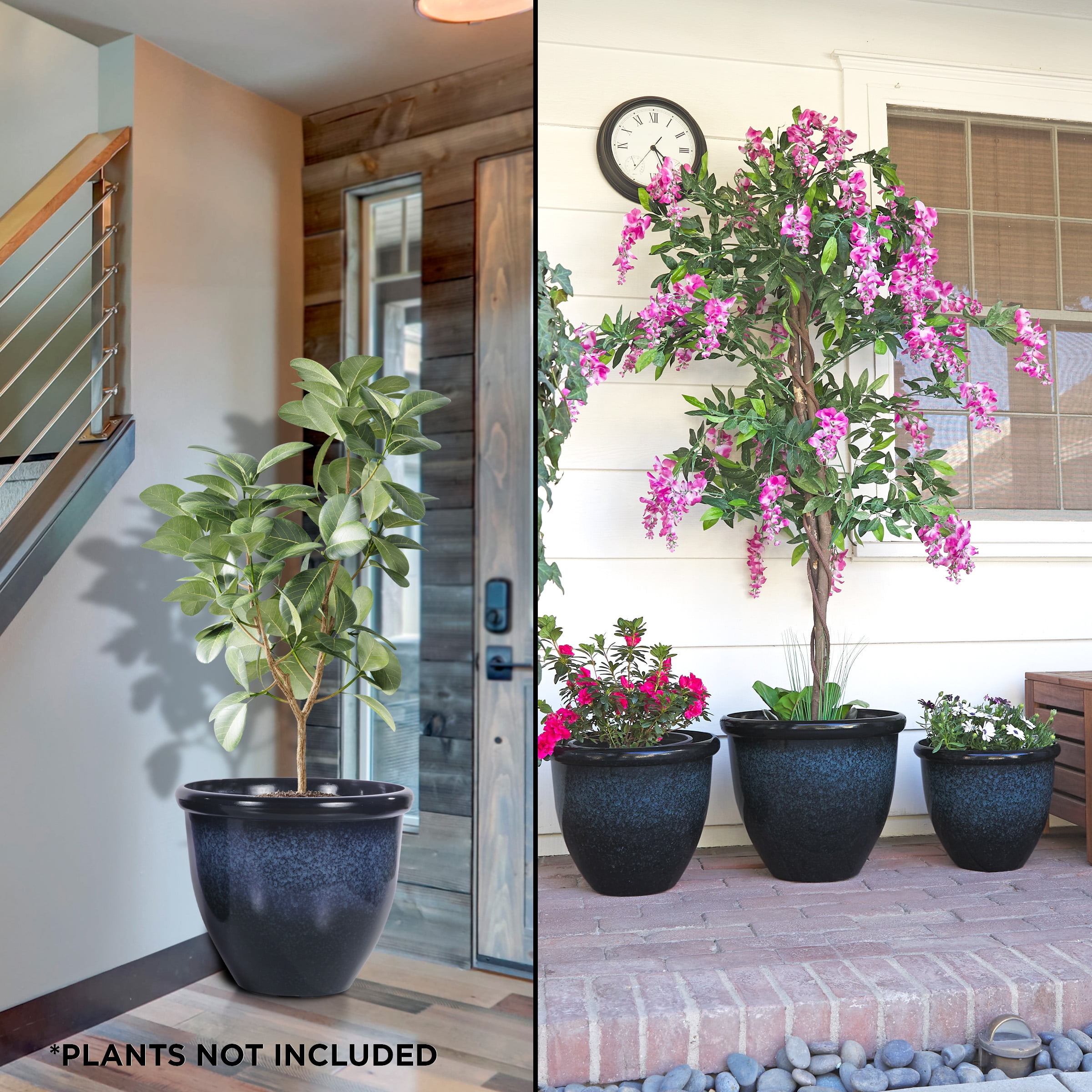 Alpine Corporation Set of 3 Assorted Size Planters with Drainage Holes ...