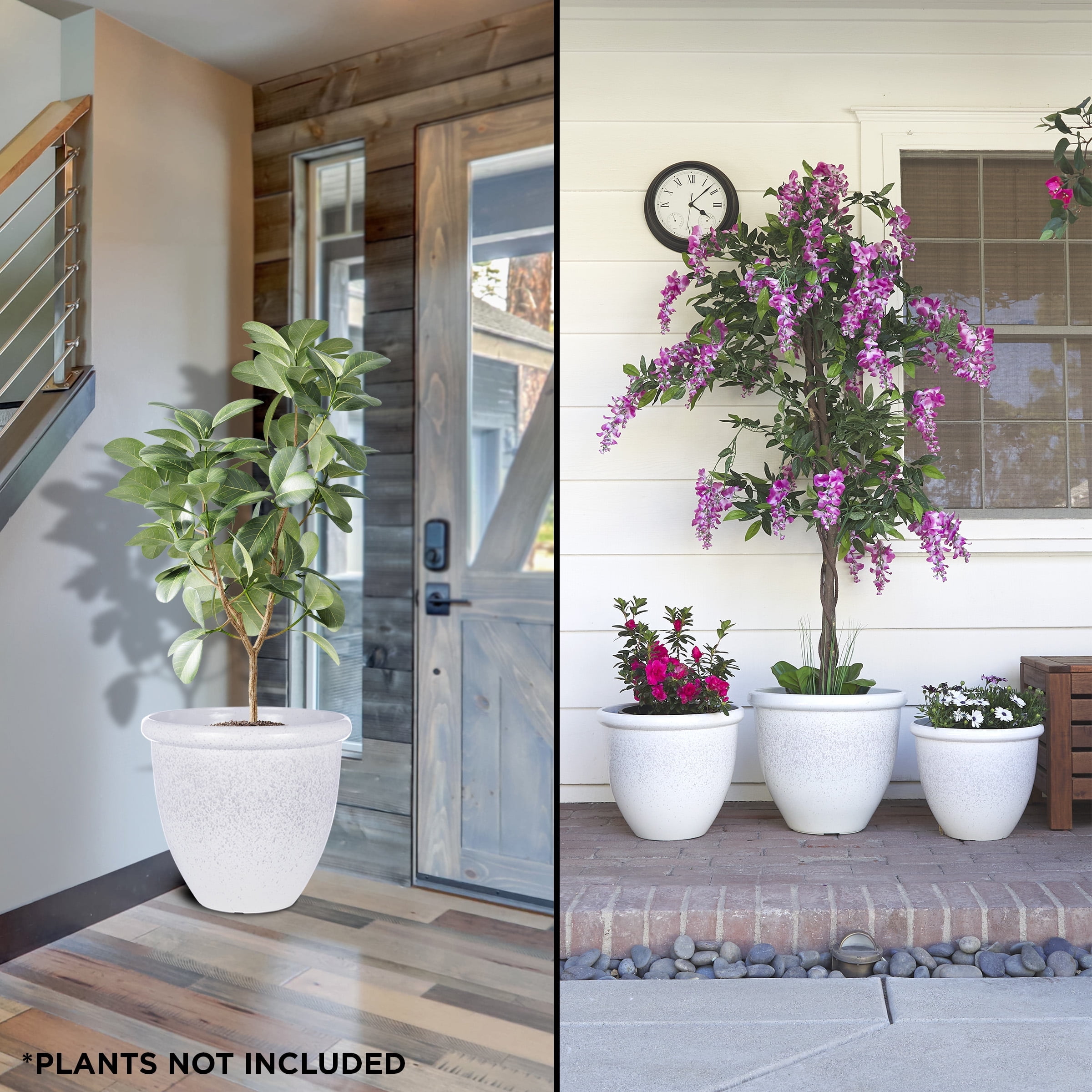 Alpine Corporation Set of 3 Assorted Size Planters with Drainage Holes ...