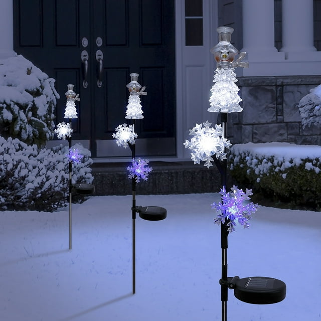 Alpine Corp Snowman & Snowflakes Solar LED Garden Stake - Walmart.com