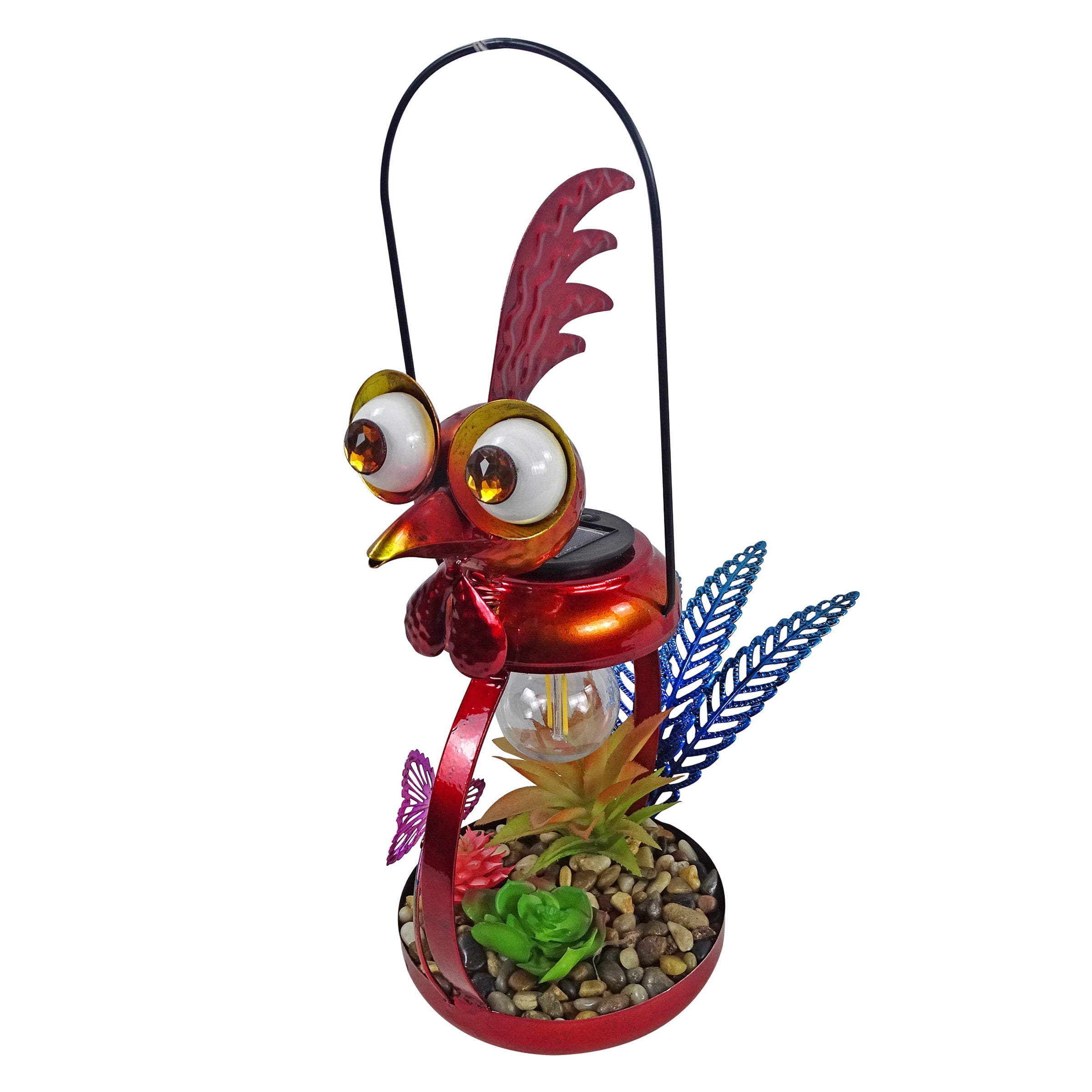 Alpine Corporation Solar Metal Silly Rooster with Garden and LED Decor ...