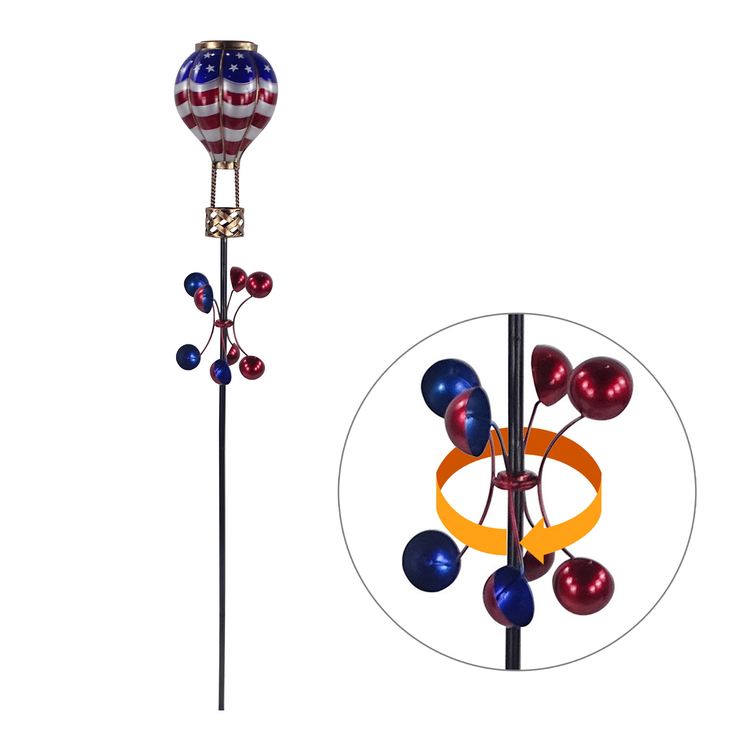 Alpine Corporation Solar Patriotic Hot Air Balloon Spinning Garden ...