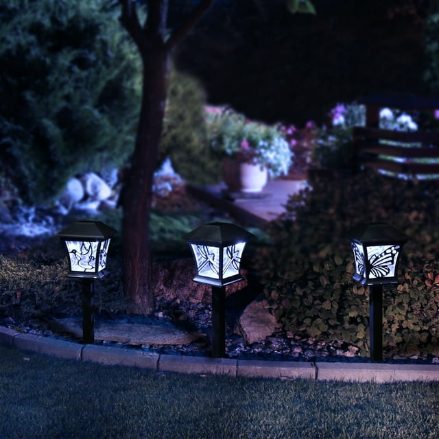 Alpine Corporation Solar-Powered Nature Inspired Pathway Lights, 3 ...