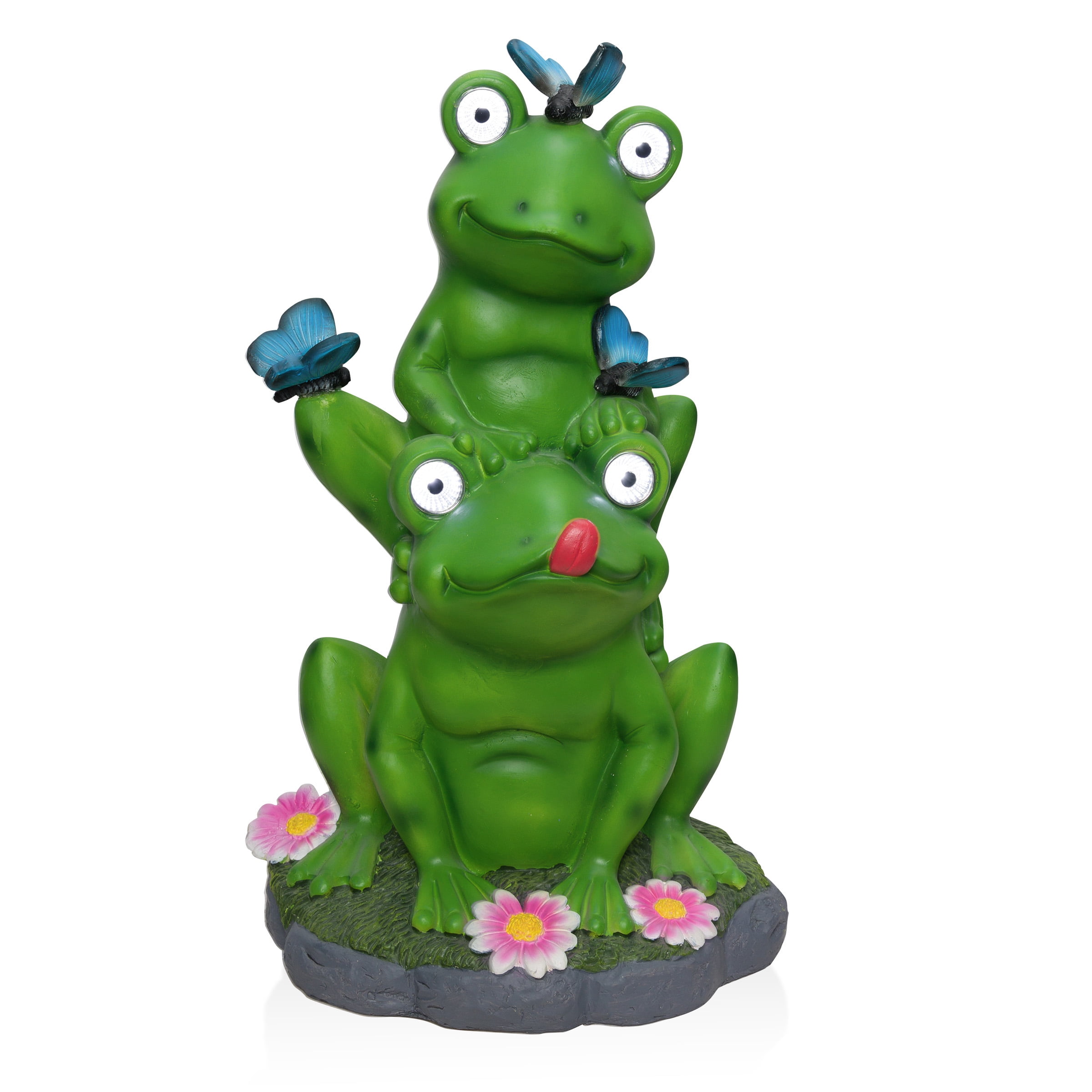 Alpine Corporation Solar Stacked Frog Statue with LED Lighted Eyes ...
