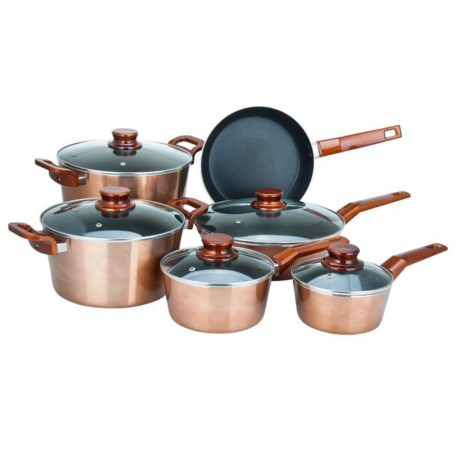 Alpine Cuisine 11 Piece Aluminum Cookware Set in Copper Metallic ...