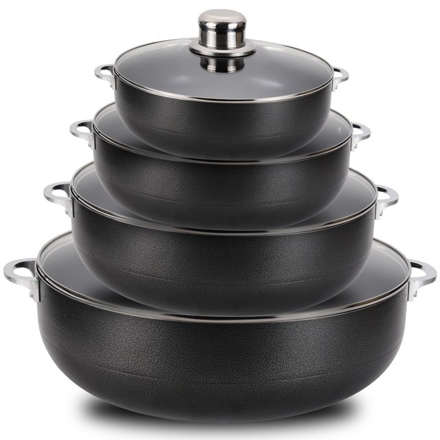 Alpine Cuisine 8 Piece Set Aluminum Non-Stick Caldero Stock Pot with ...
