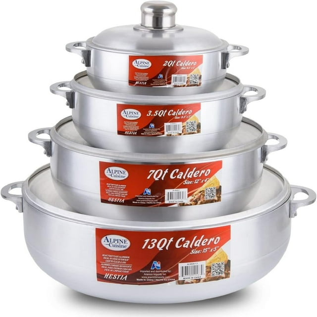 Alpine Cuisine Caldero Stock Pot Set (2/3.5/7/13 Quart), Heavy-Duty ...