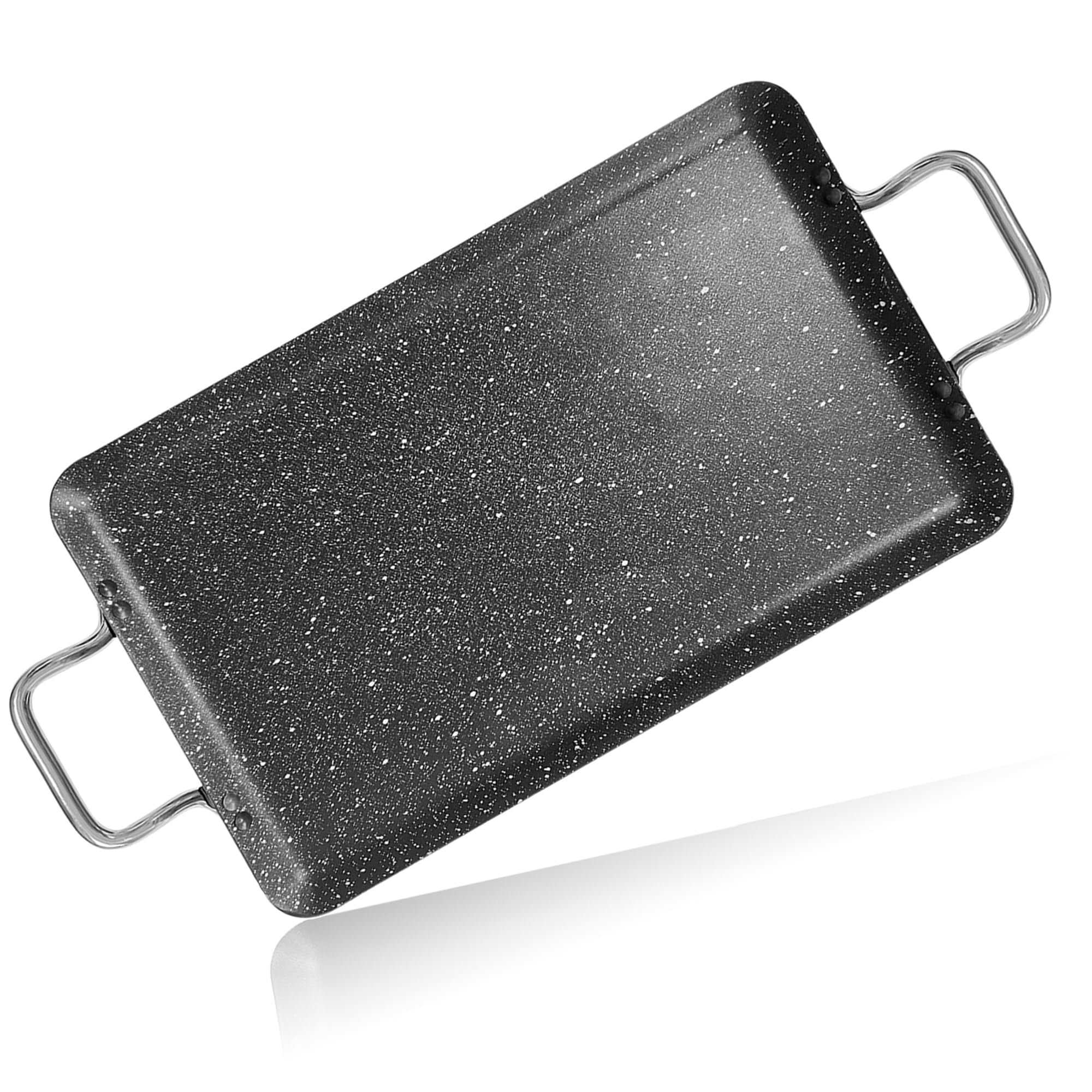 Alpine Cuisine Marble Double Griddle Pan 11x19in with Heat Resistant ...