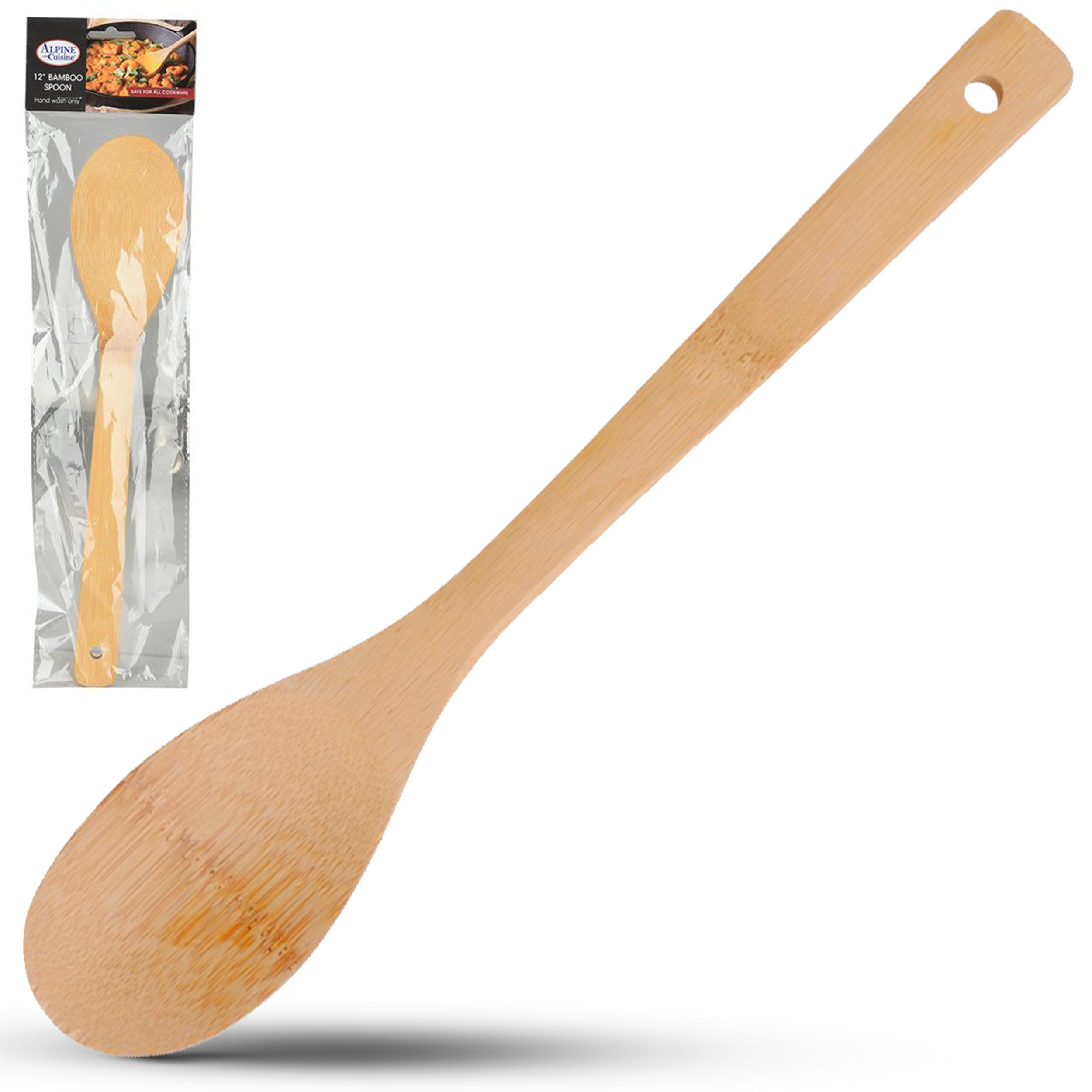 Alpine Cuisine Bamboo Wood Cooking Spoon 12 Inch - Durable & Heat ...