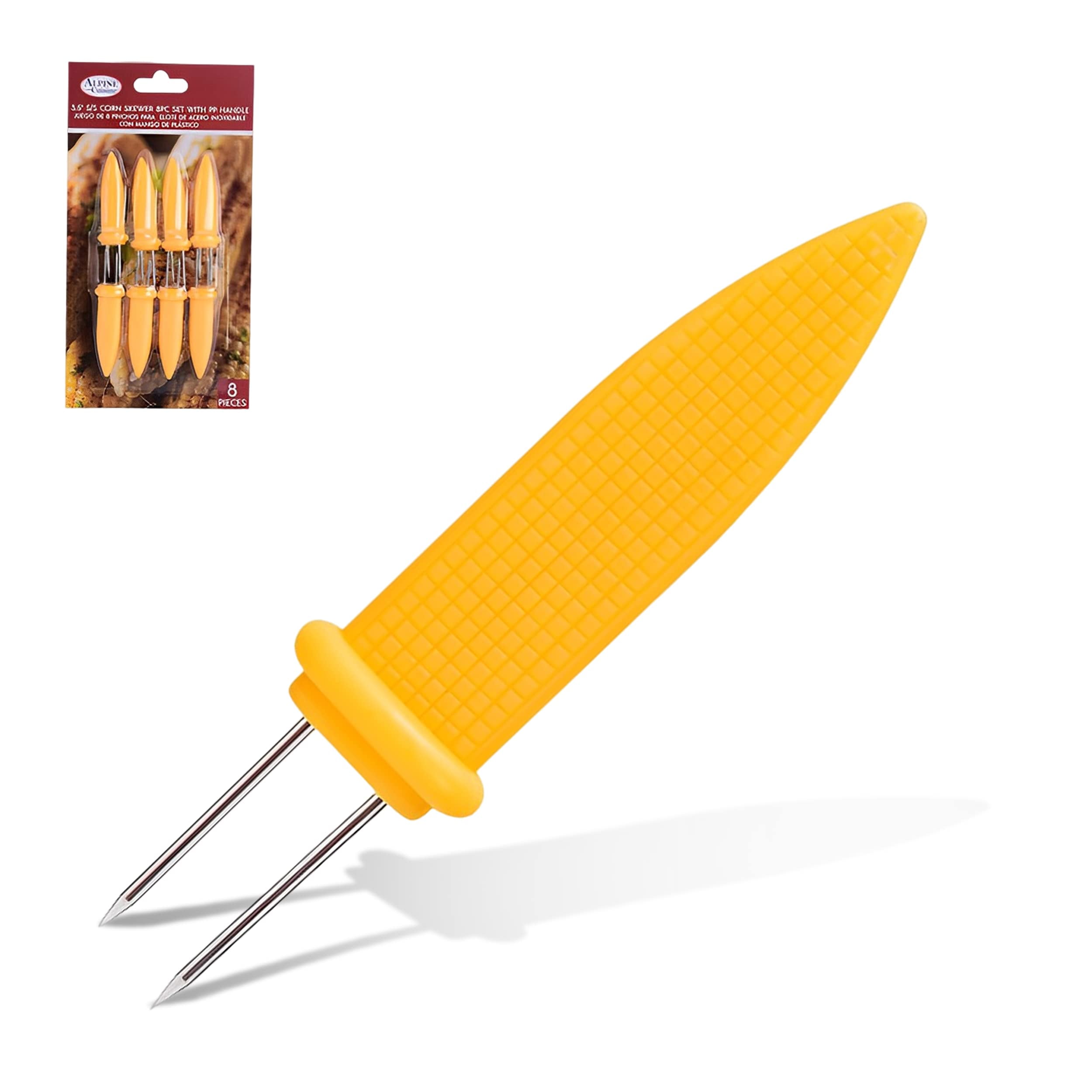Alpine Cuisine Corn Skewers 8 Piece Set Stainless Steel with PP Handle ...