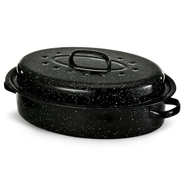 Granite Ware 13 inch Enamel Roasting Pan with Lid, Oven Safe, Ideal for Turkey Dish - Walmart.com