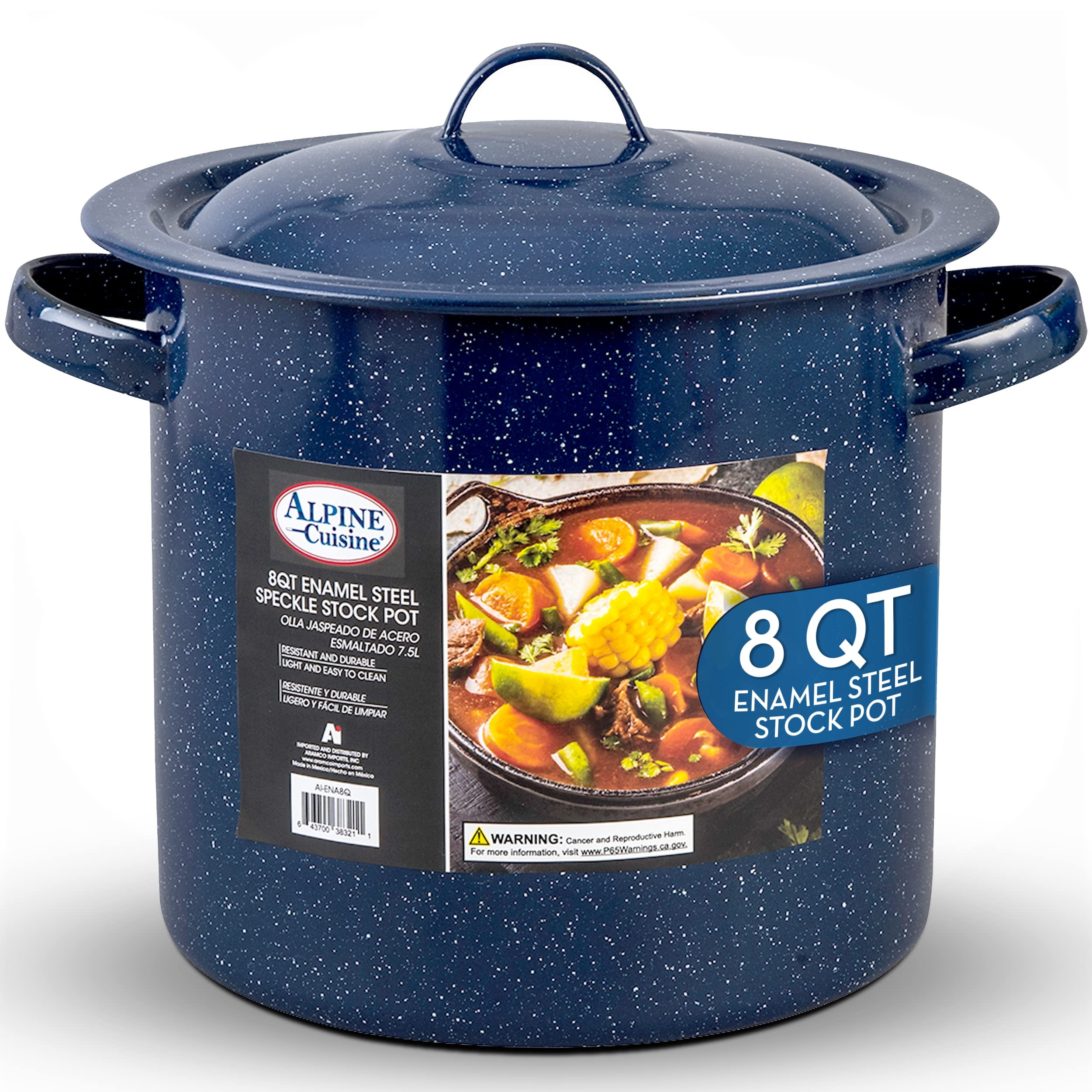 Alpine Cuisine Enamel Steel Dark Blue Speckle Stock Pot 8-qt with Lid ...