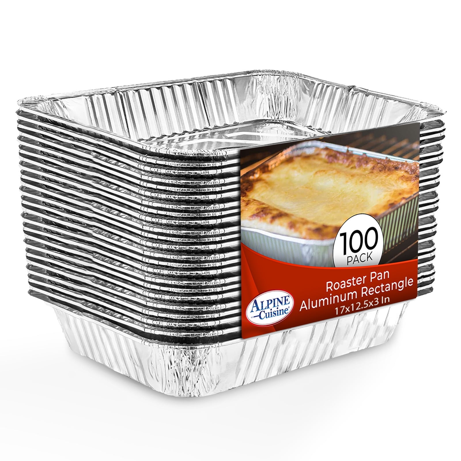 Alpine Cuisine Aluminum Foil Roaster Pan 100 Pieces, 17 x 12.5 x 3 Inch ...