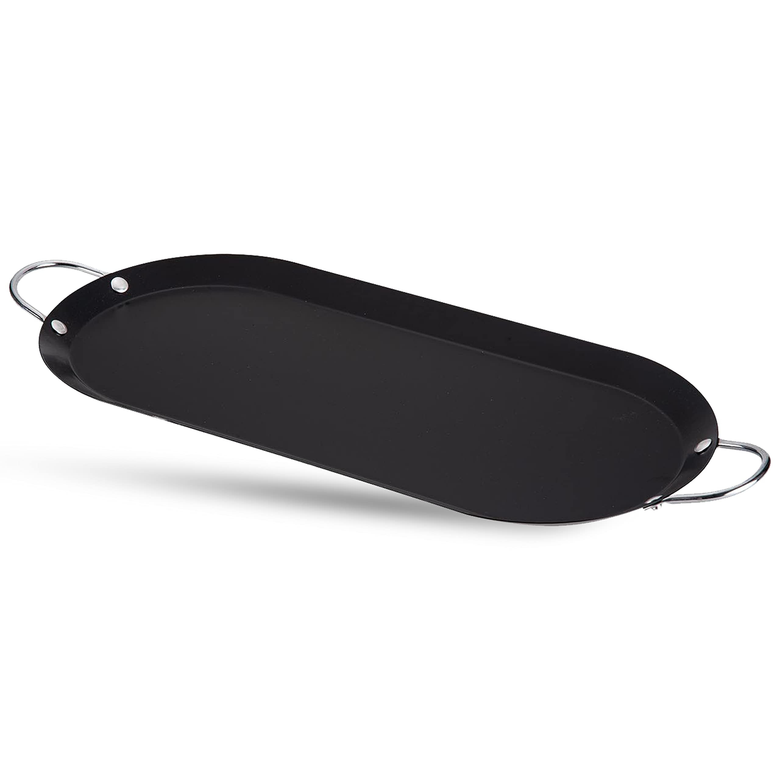 Alpine Cuisine Nonstick Oval Comal Griddle 17.5x8-Inch - Black Carbon ...