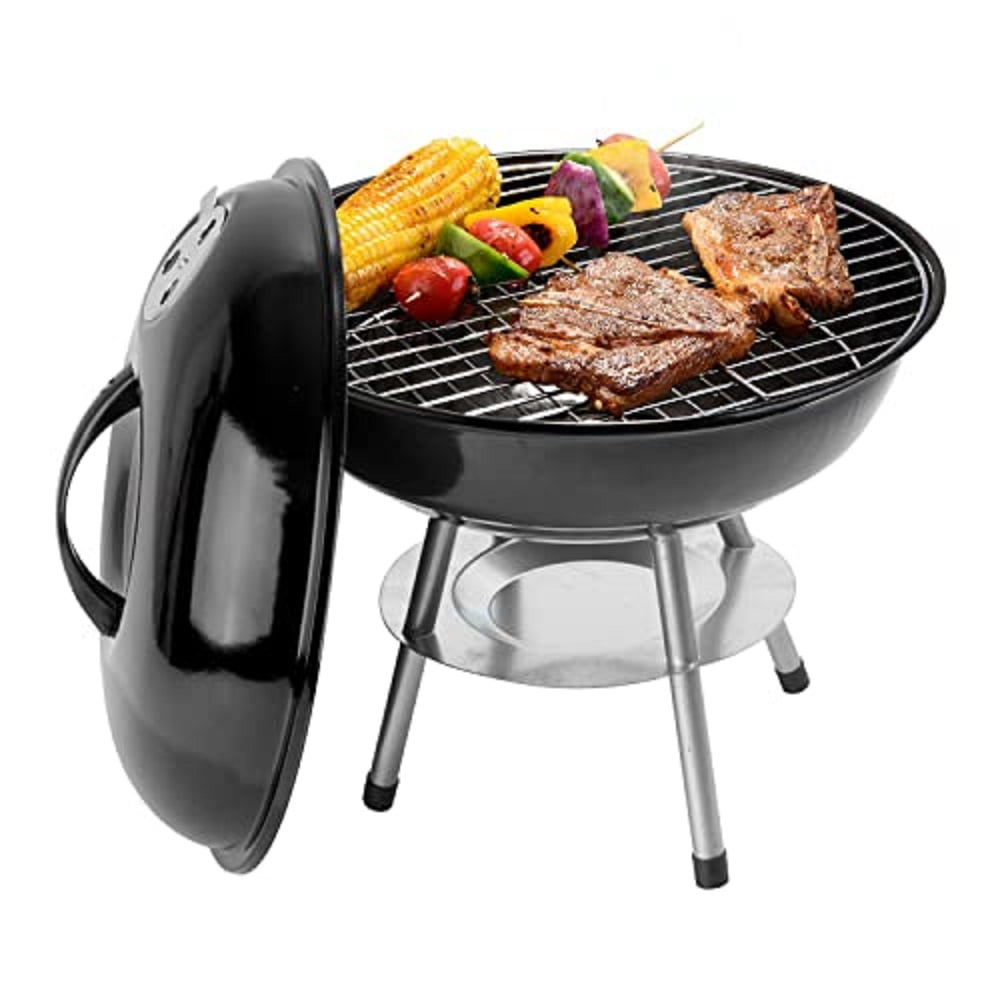 Alpine Cuisine Premium 14" Charcoal BBQ Grill Round for Outdoor Cooking ...