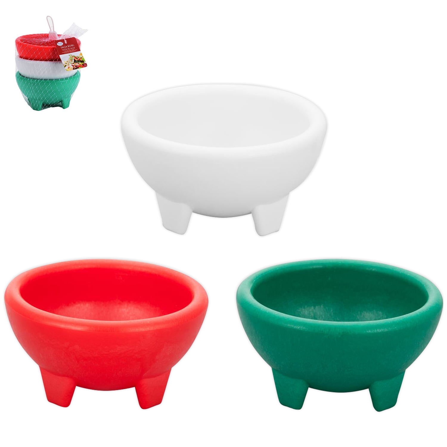 Alpine Cuisine Small Salsa Bowls (Molcajete) 3pc Set, Food Grade ...