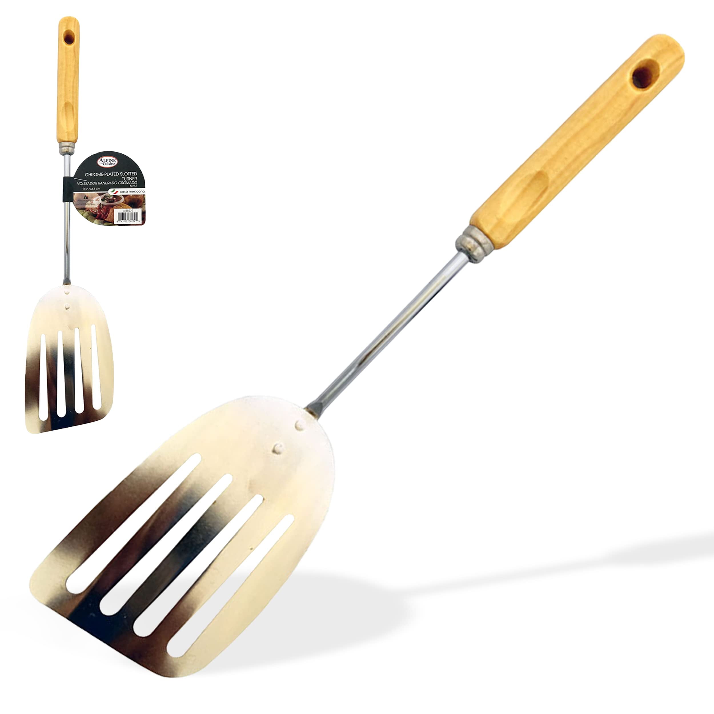 Alpine Cuisine Spatula with Wood Handle 10-Inches - Chrome Heat ...