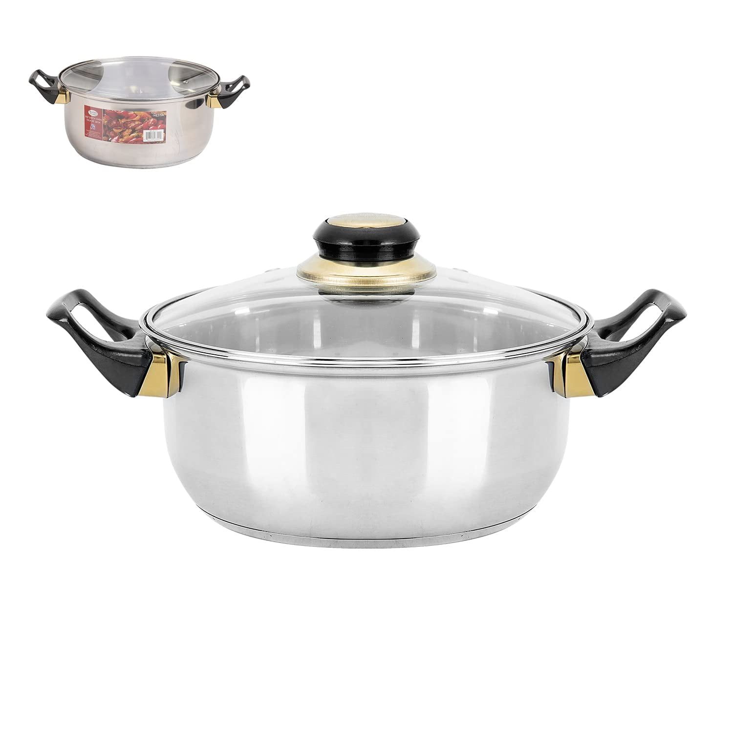 Alpine Cuisine Stainless Steel Dutch Oven 5 Qt with Tempered Glass Lid ...
