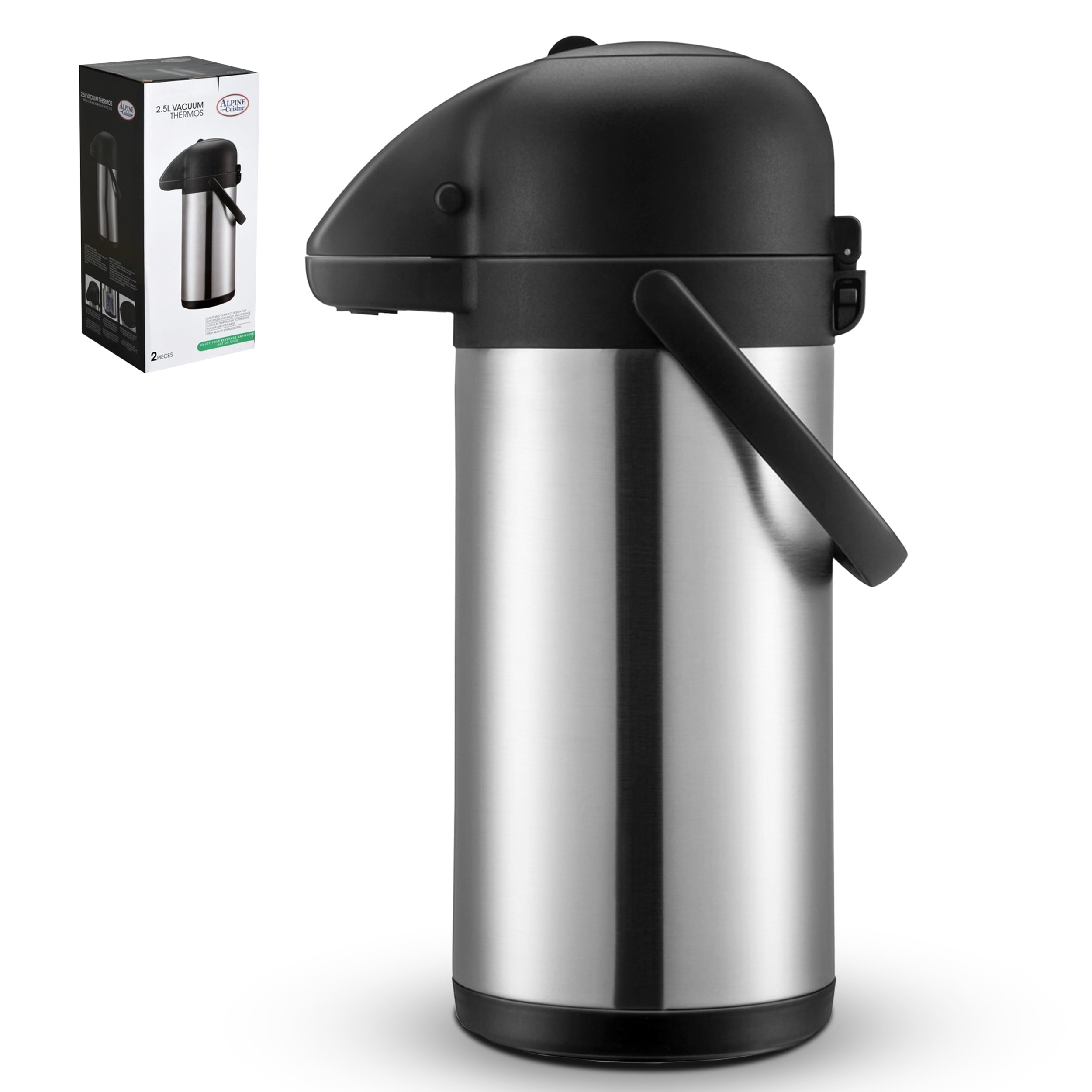 Alpine Cuisine Stainless Steel Thermos Vacuum 2.5-L Hand Pressed with ...