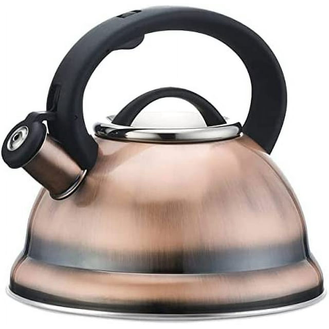 Alpine Cuisine Stovetop Tea Kettle, 2.95-Quart, Copper with Black Color ...