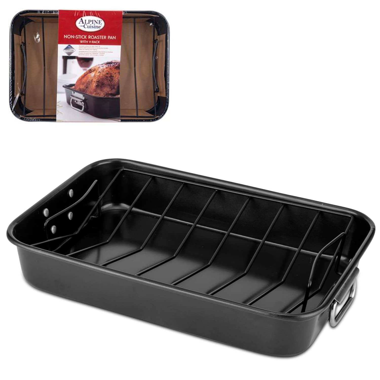 Alpine Cuisine Turkey Roaster Pan with Rack 16-Inch - Nonstick Coating ...