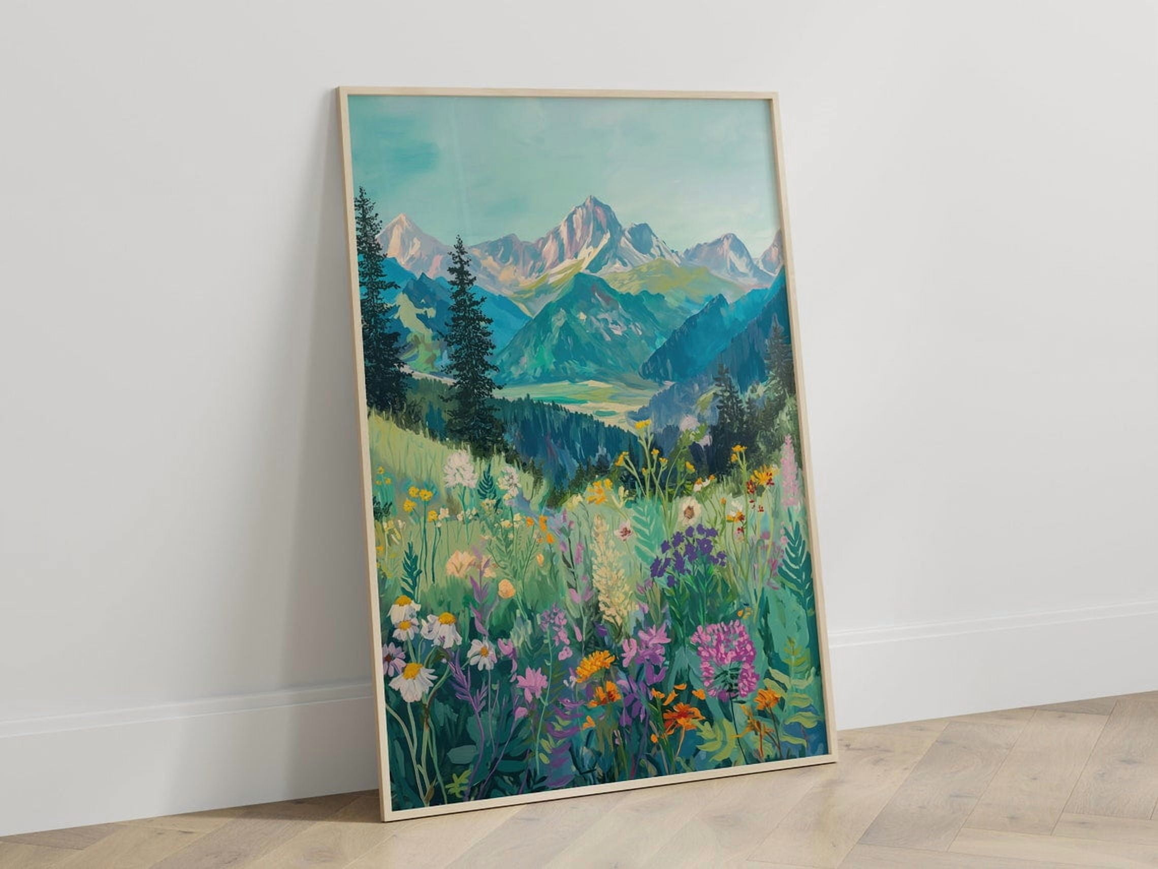 Alpine Flower Meadow Mountain Landscape Poster Unframed Paper Print ...