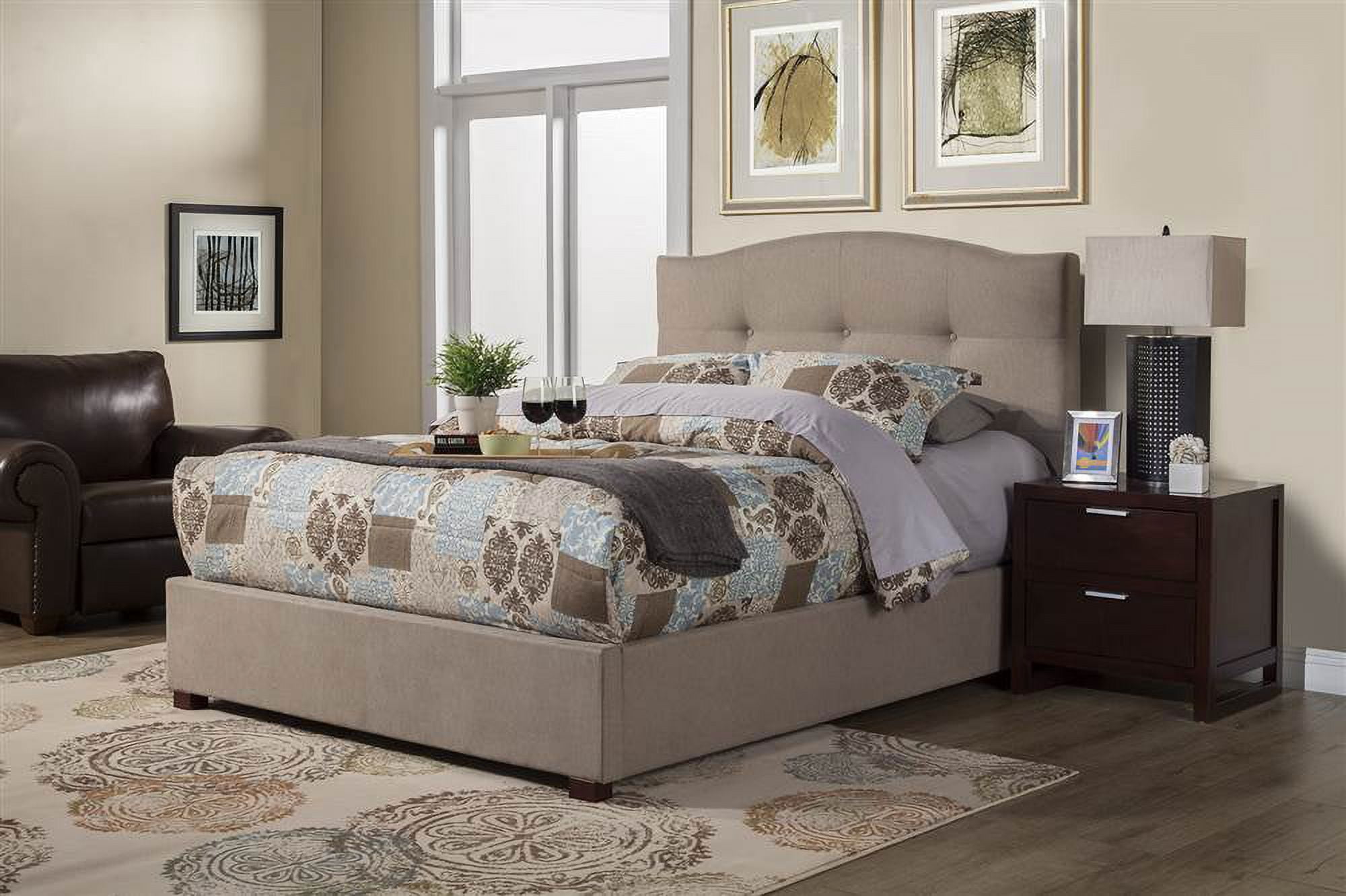 Alpine Furniture Amanda Upholstered Platform Bed, Multiple Sizes ...