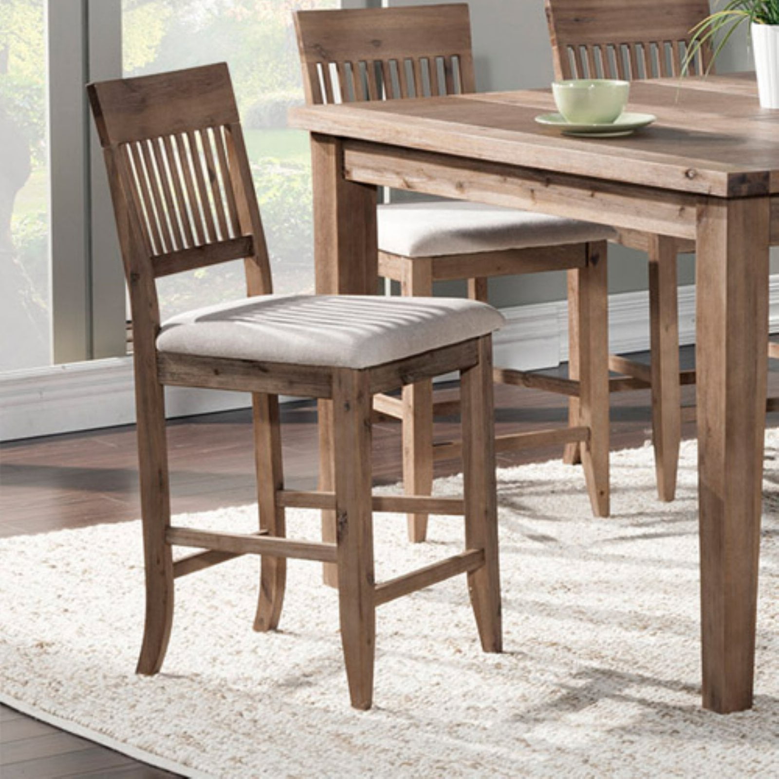 Alpine Furniture Aspen Set of 2 Pub Dining Chairs in Antique Natural ...