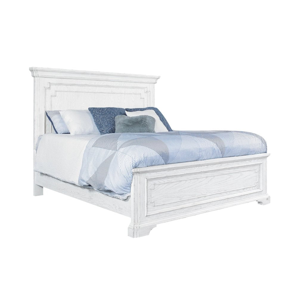 Alpine Furniture Clara Wood California King Size Panel Bed in White ...