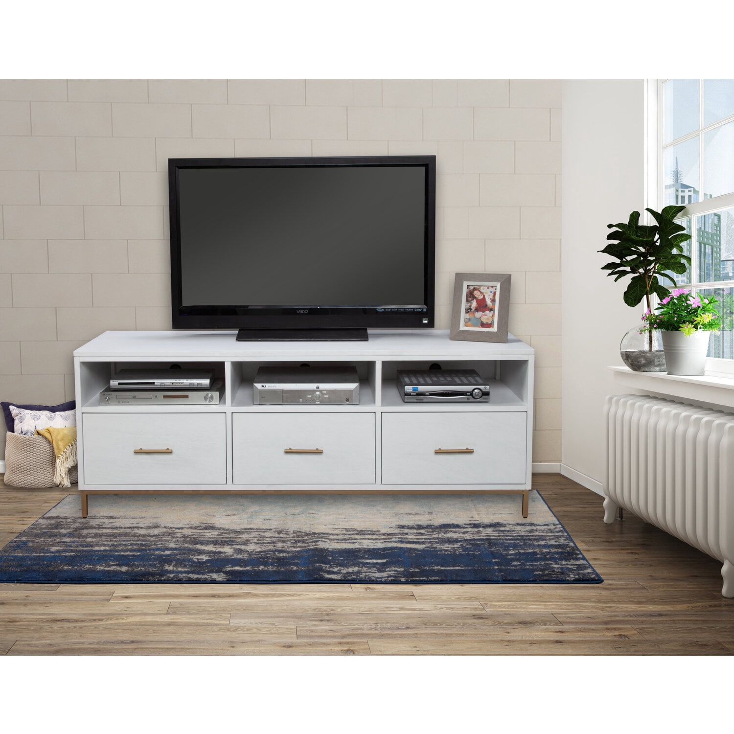 Alpine Furniture Madelyn Wood TV Console in White - Walmart.com