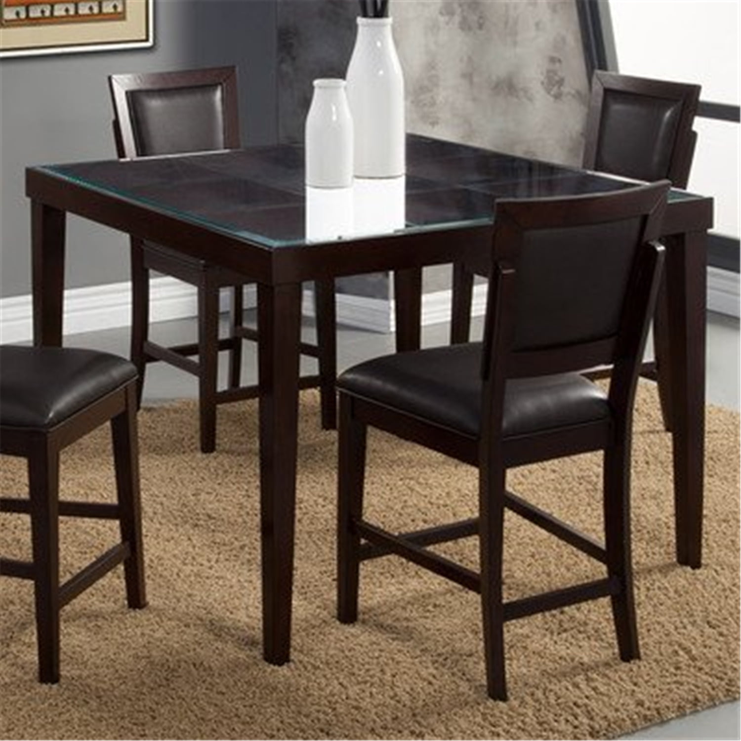 Alpine Furniture Midtown Glass Counter Height Table - Walmart.com