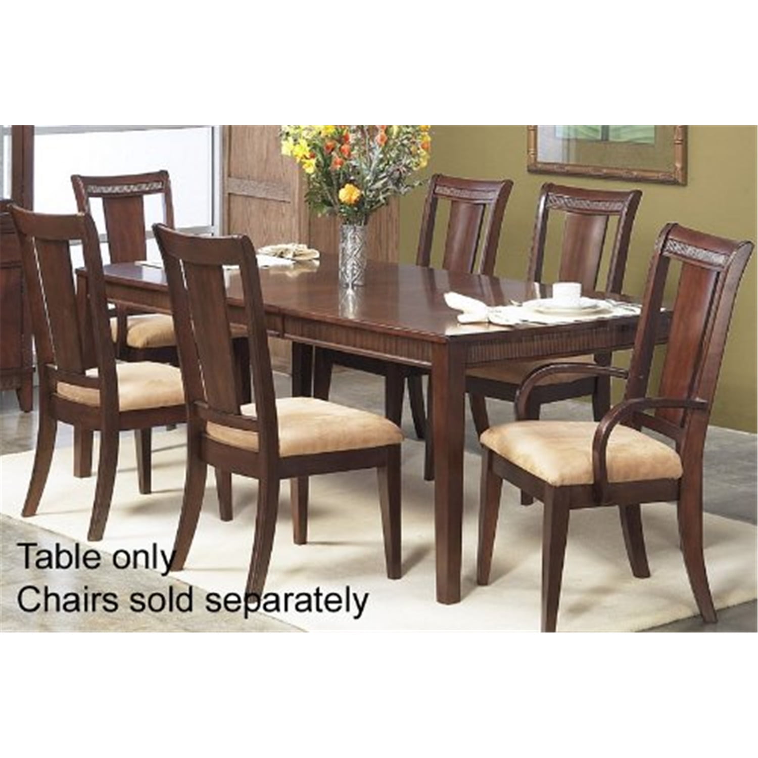 Alpine Furniture Saratoga Rectangular Leg Dining Table with Extension ...