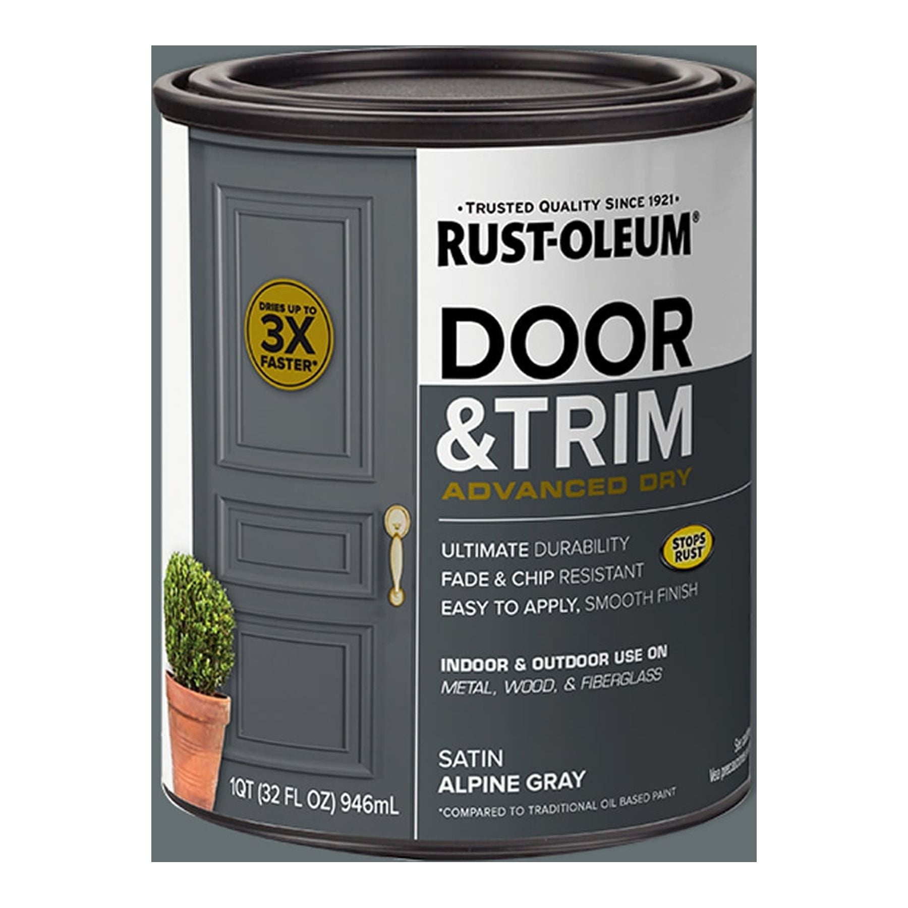 Alpine Gray, Rust-Oleum Door and Trim Paint Satin, Quart - Walmart.com