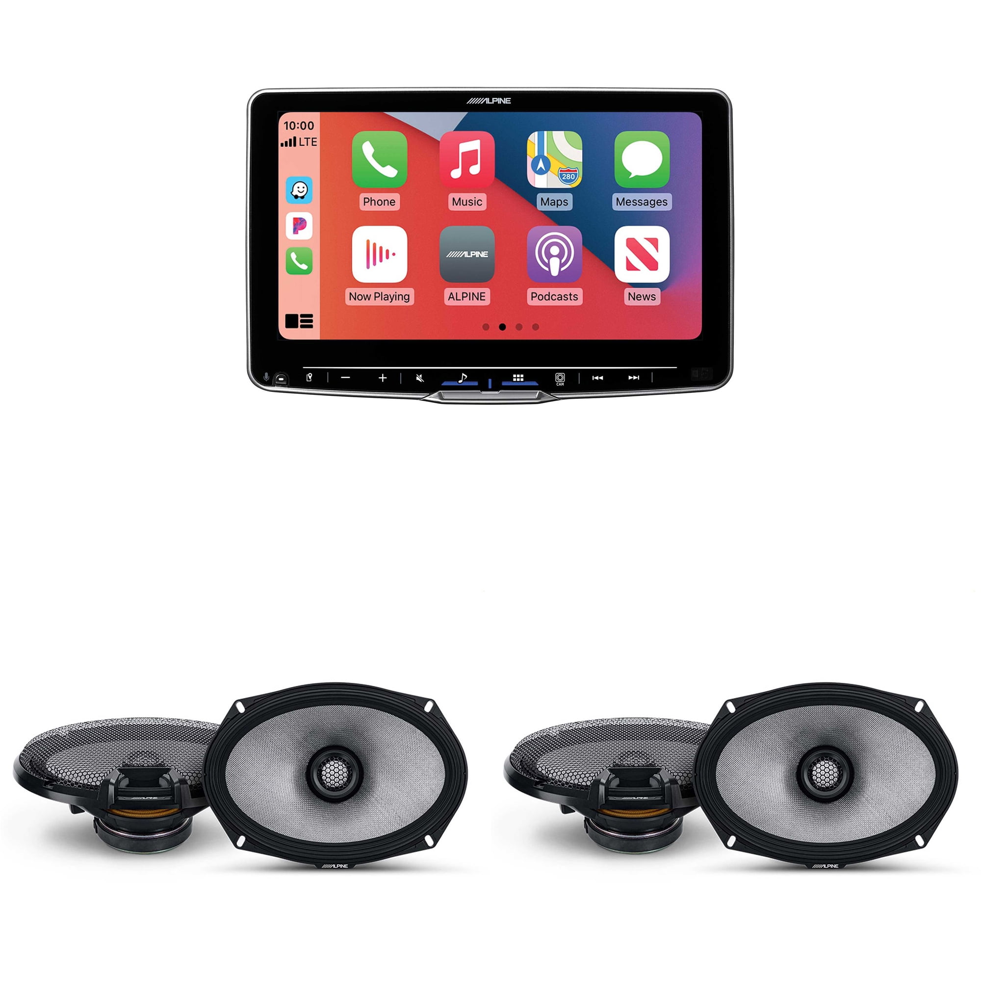 Alpine ILX-F509 Halo9 9" Multimedia Touchscreen Receiver w/ (2) R2-S69 ...