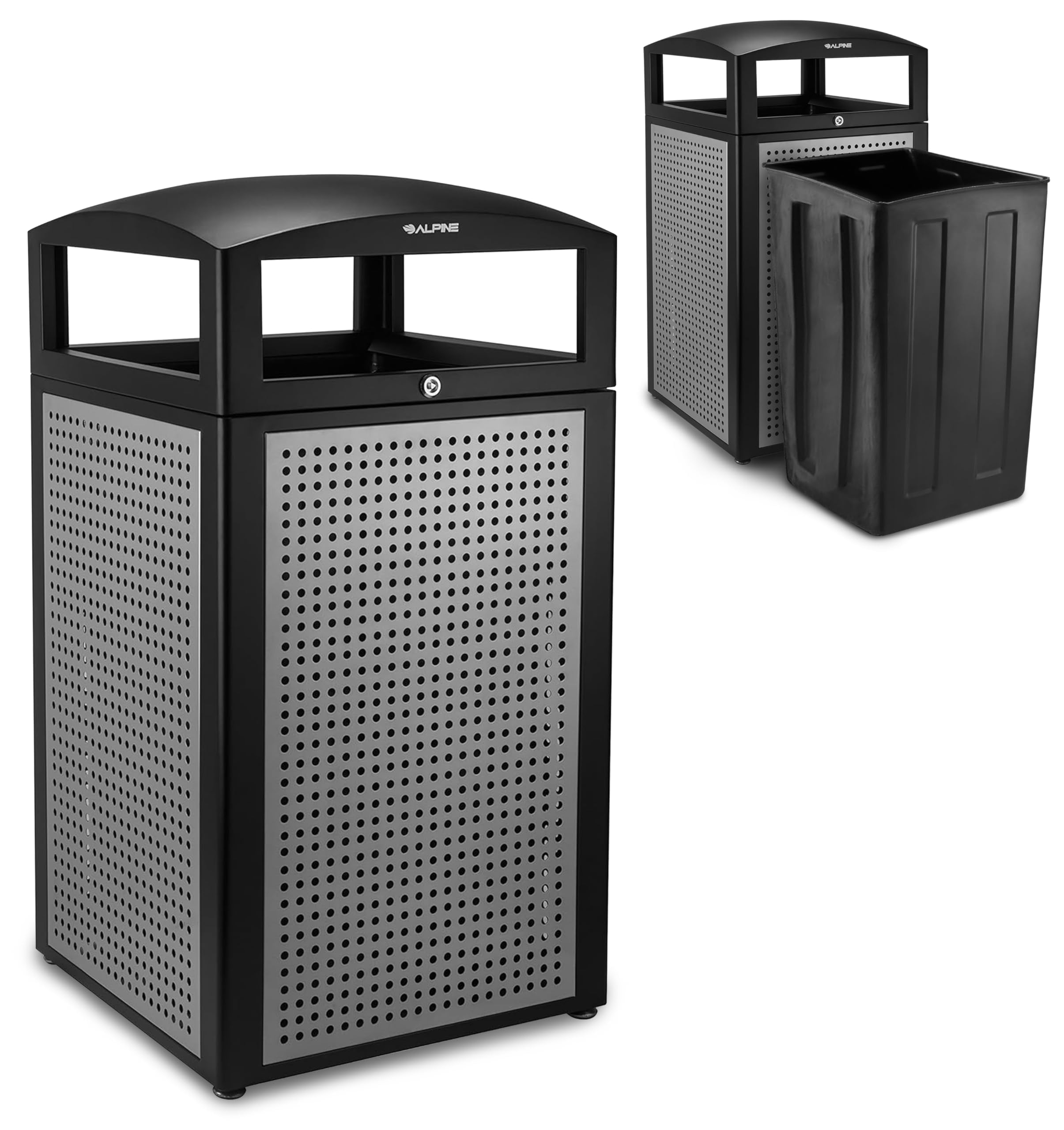 Alpine Indoor & Outdoor Commercial Trash Can with Lid - 40 Gallon Heavy ...