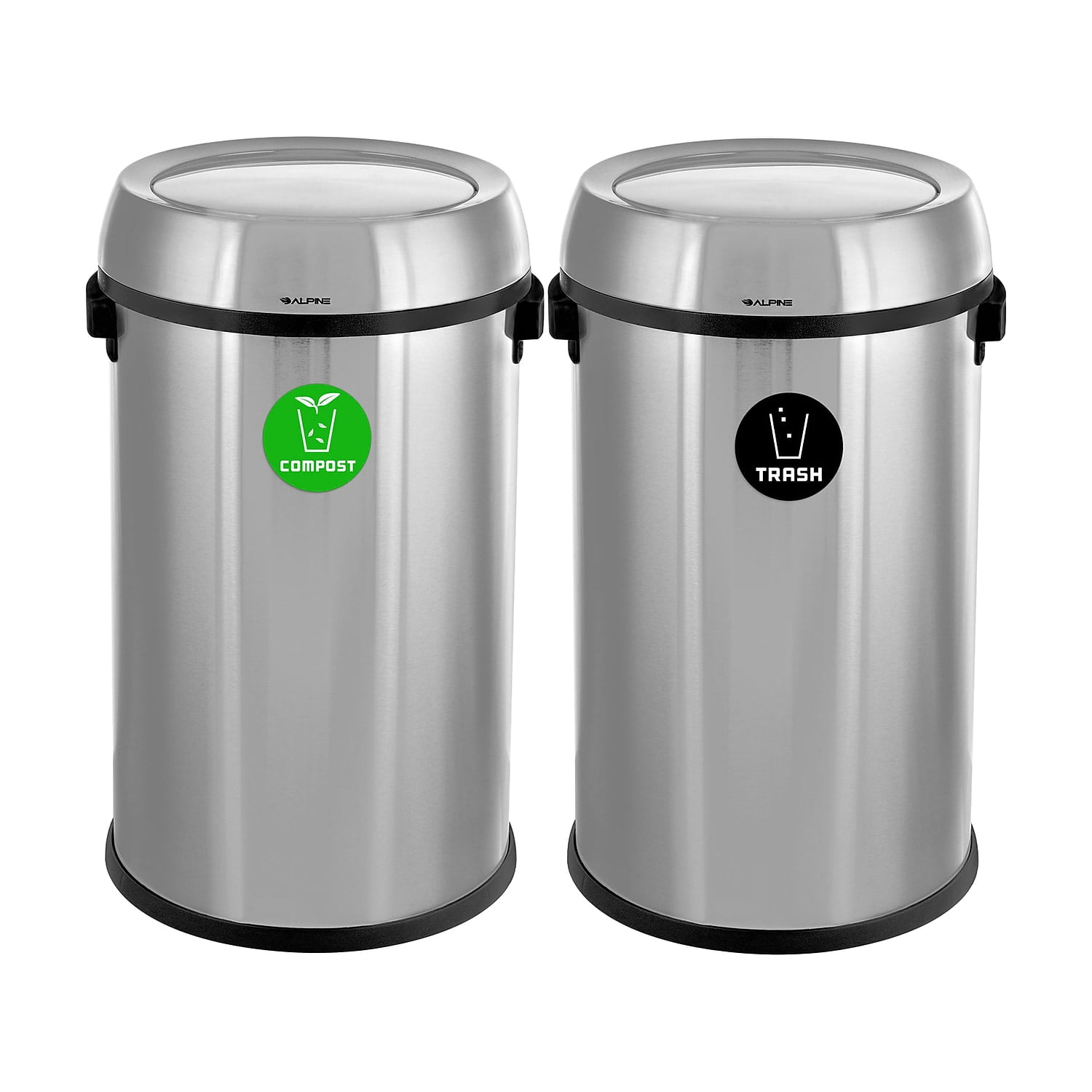 Alpine Industries Dual-Stream Trash/Compost Station 34-Gallon Stainless ...