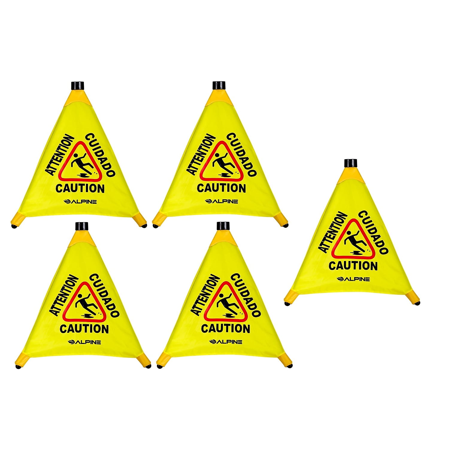 Alpine Industries Wet Floor Cone Sign, 20-inch H, Yellow, 5/Pack (498 ...
