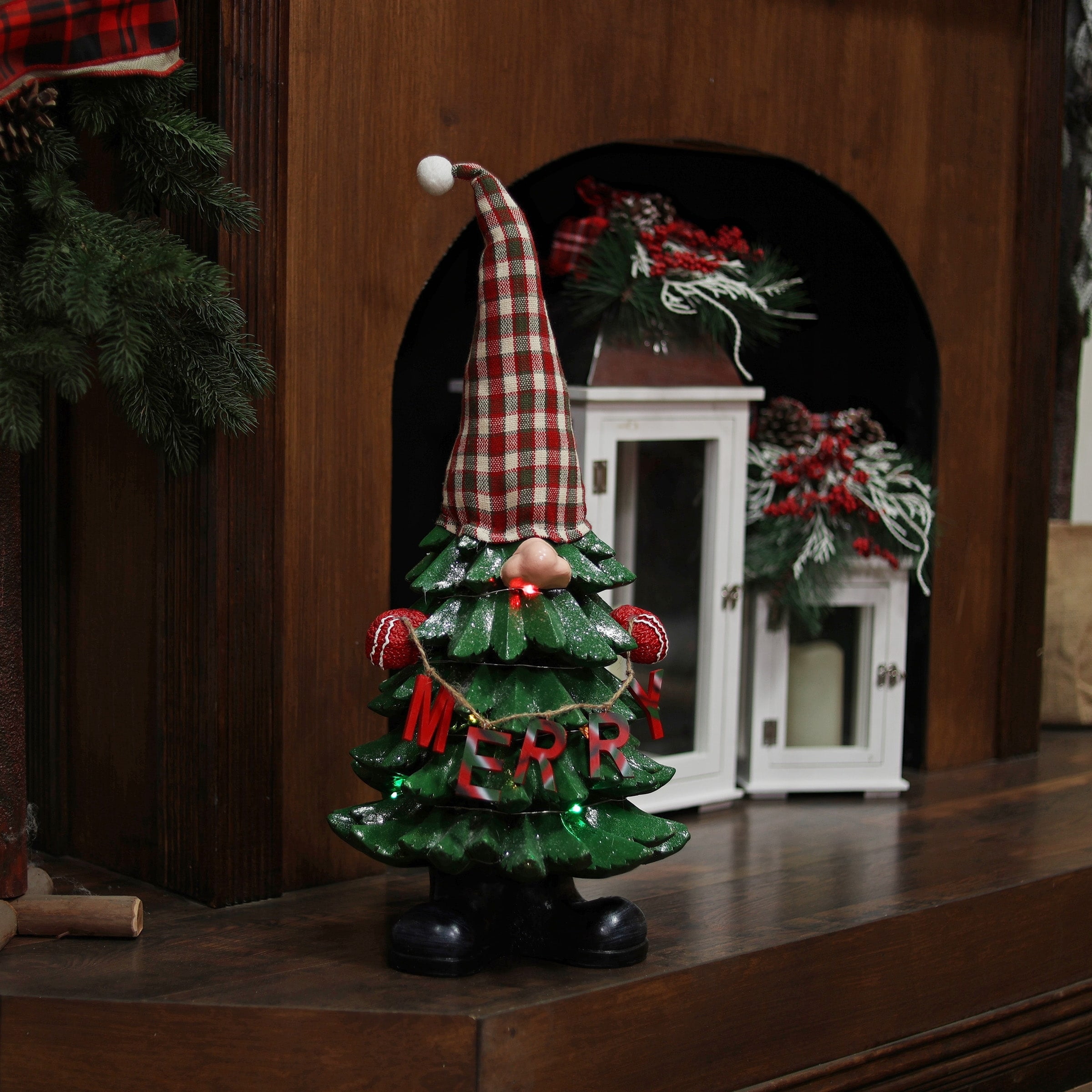 Alpine Corp. 28"H Resin Christmas Tree "Merry" Gnome with Color ...