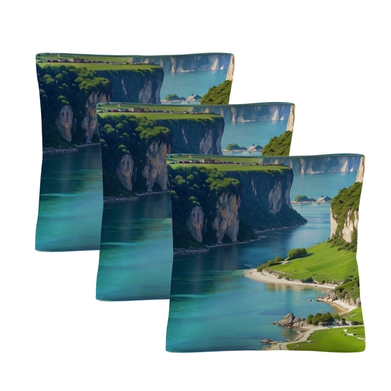 Alpine Lake Sunset Faux Linen Pillow Covers 18x18 Set of 6, Turquoise ...