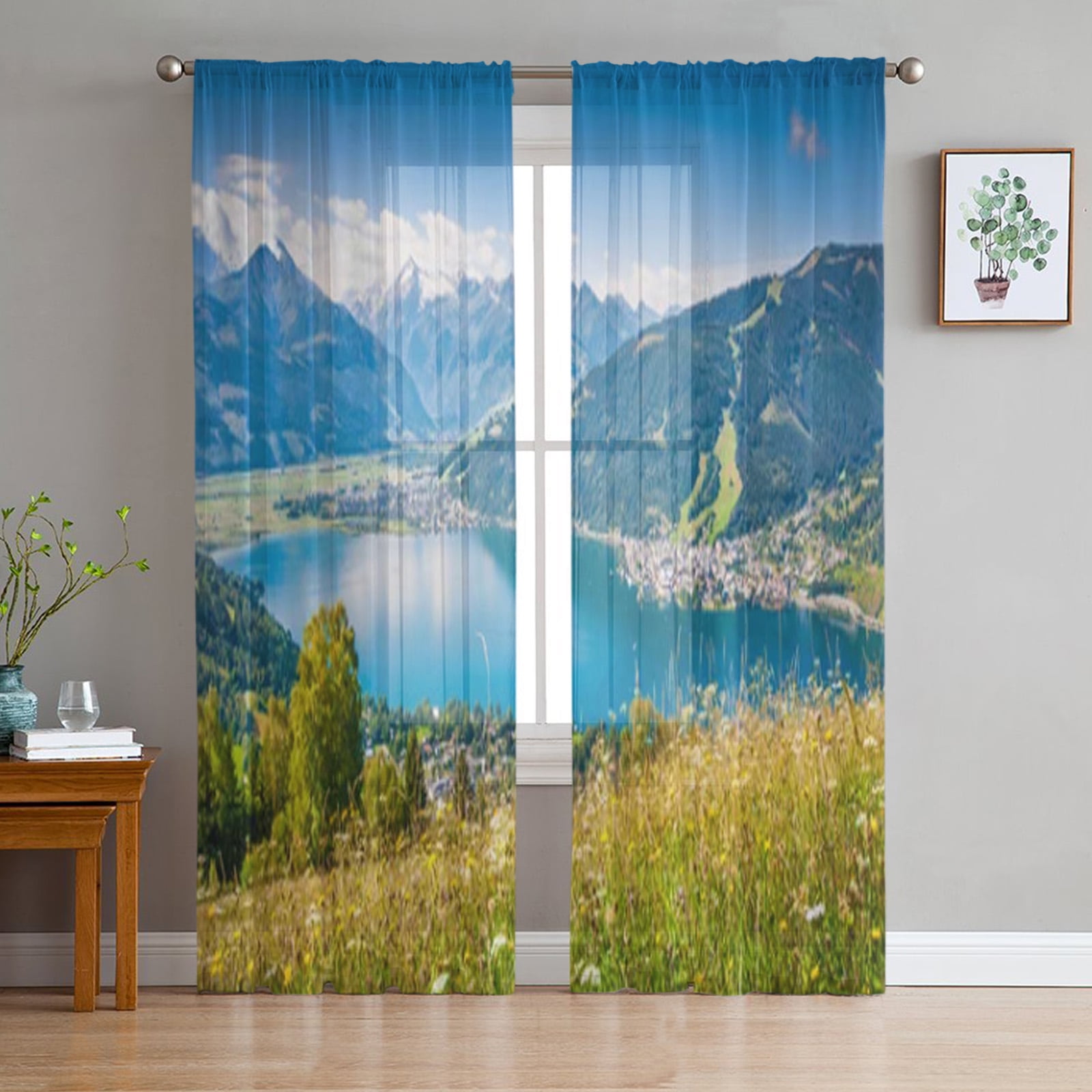 Alpine Landscape With Peaks Covered By Snow And Clouds Tulle Sheer ...