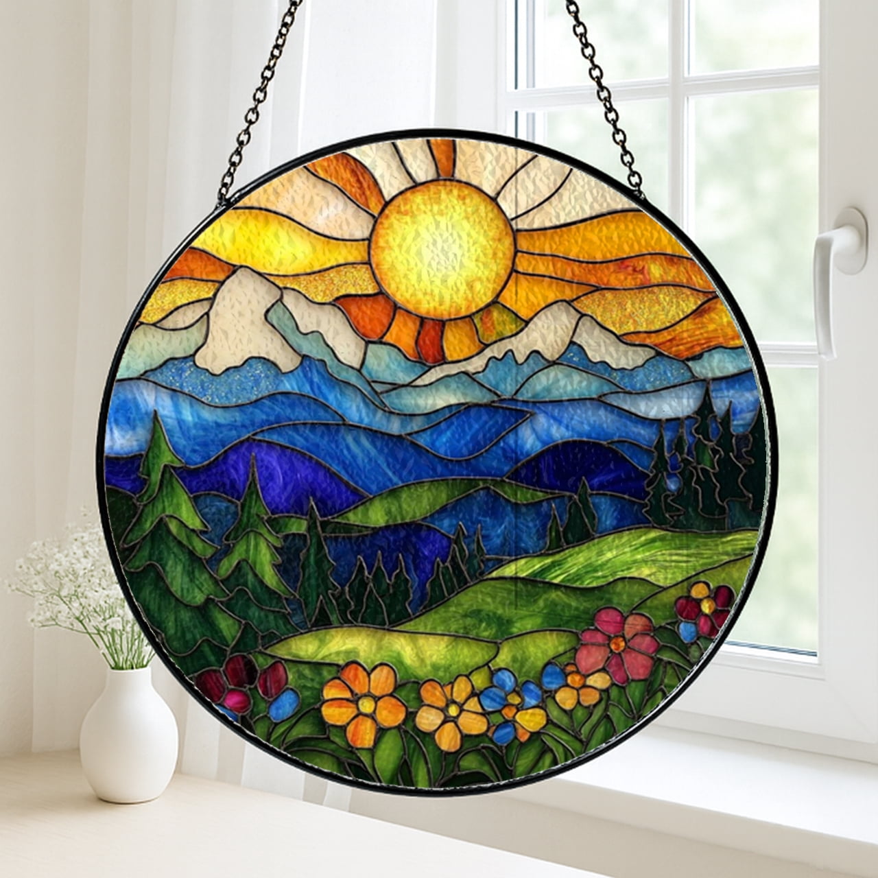 Alpine Lupine Floral Suncatcher – Stained Glass Style Window Art ...
