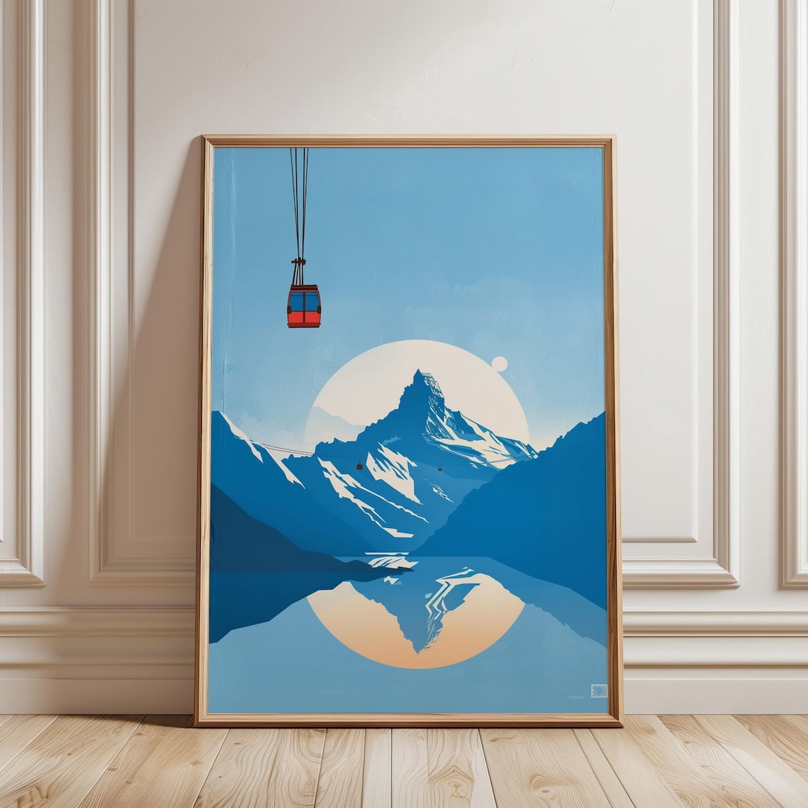 Alpine Mountain Cable Car Wall Art Scenic Travel Nature Landscape Decor ...