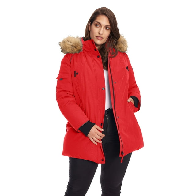 Alpine North, Glacier Plus - Women's Vegan Down Parka with Faux Fur Hood (Plus Size) - Insulated ...