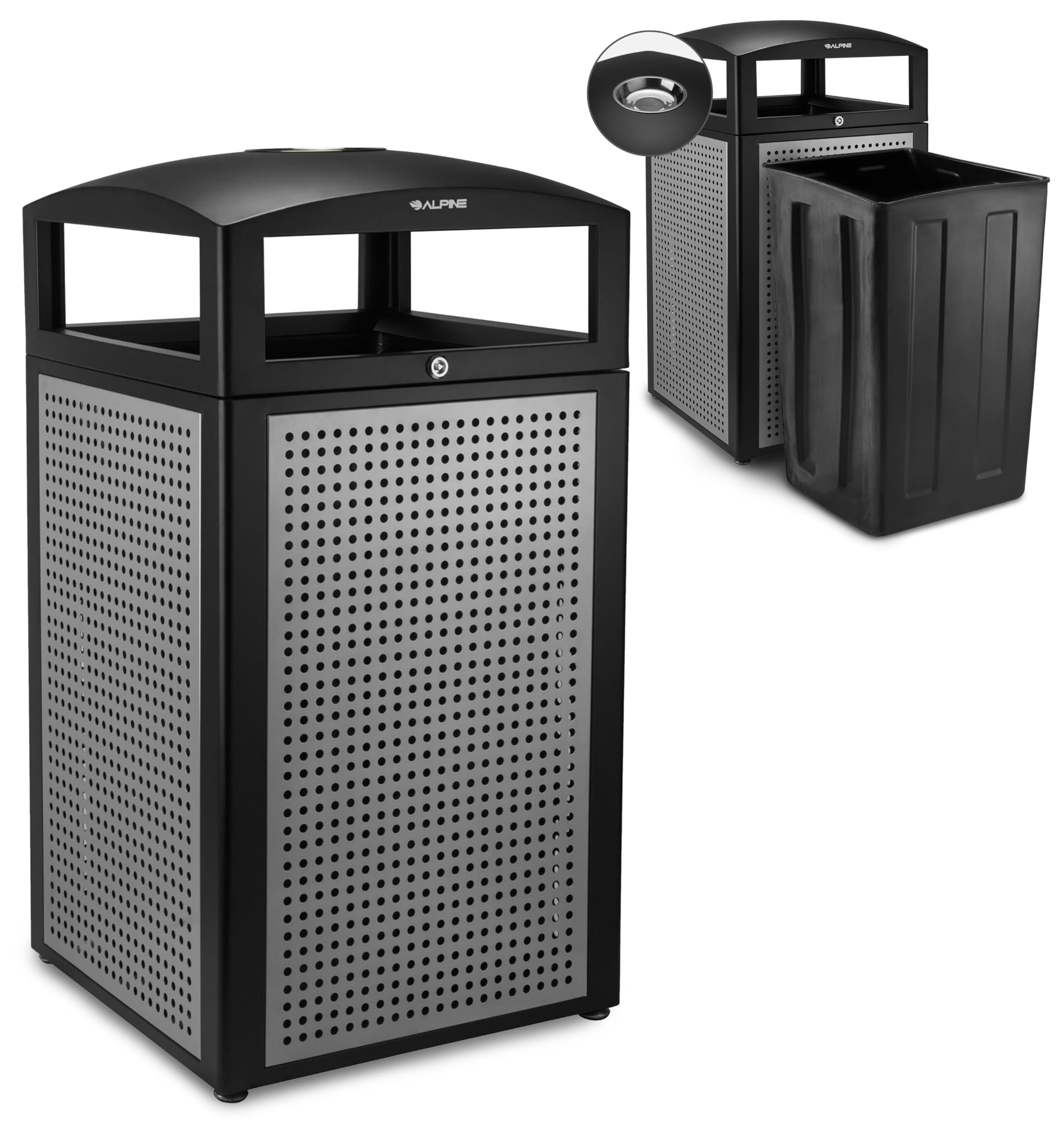 Alpine Outdoor Commercial Trash Can with Lid - 40 Gallon Heavy Duty ...